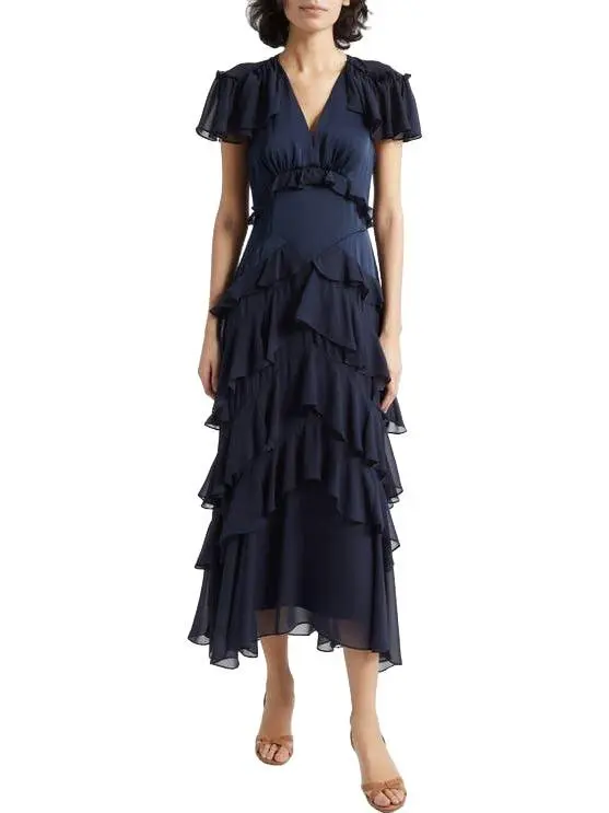 Cinq À Sept Tatum Ruffled Maxi Dress - Navy