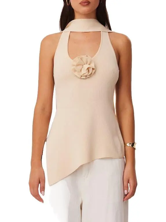 SNDYS. Naia Scarf Halter Sweater Tank - Sand