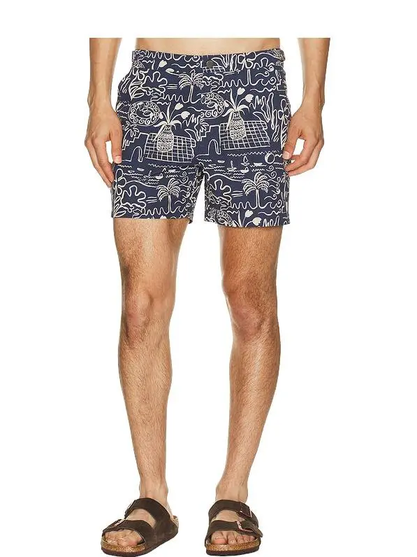 Marine Layer Tailored 5 Swim Trunk - Blue