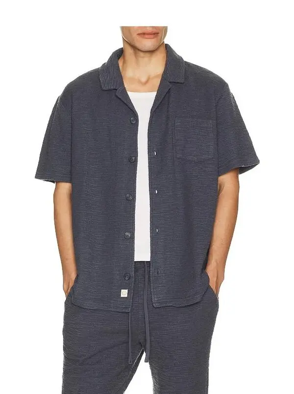 Marine Layer Hugo Jacquard Resort Shirt In . Also - Blue