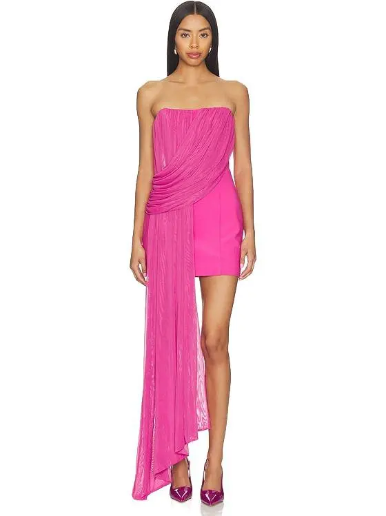 ELLIATT Chantal Asymmetrical Mini Dress - Fuchsia