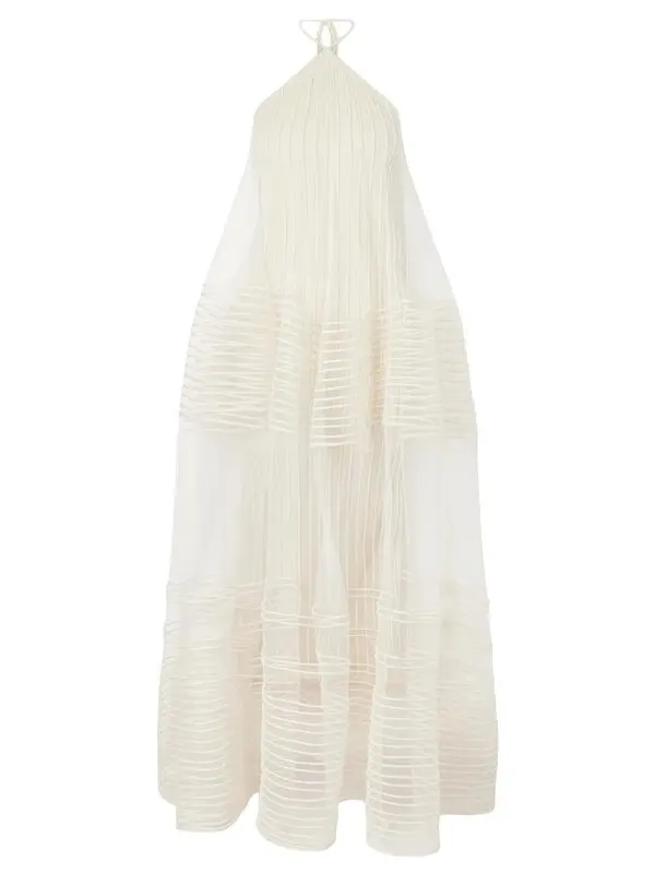 Jacquemus Epi Embroidered Tulle Maxi Dress - Neutrals