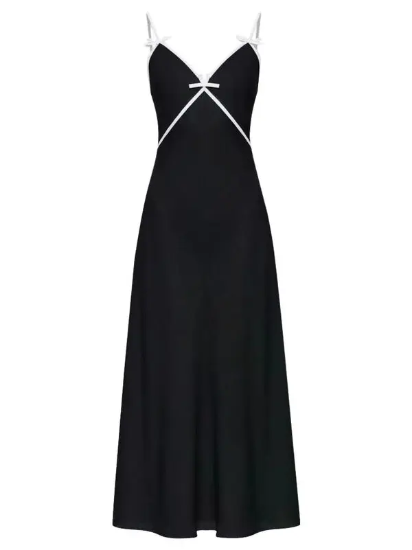Moschino Spaghetti Strap Dress With Contrasting Trim And Bow Detail - Black