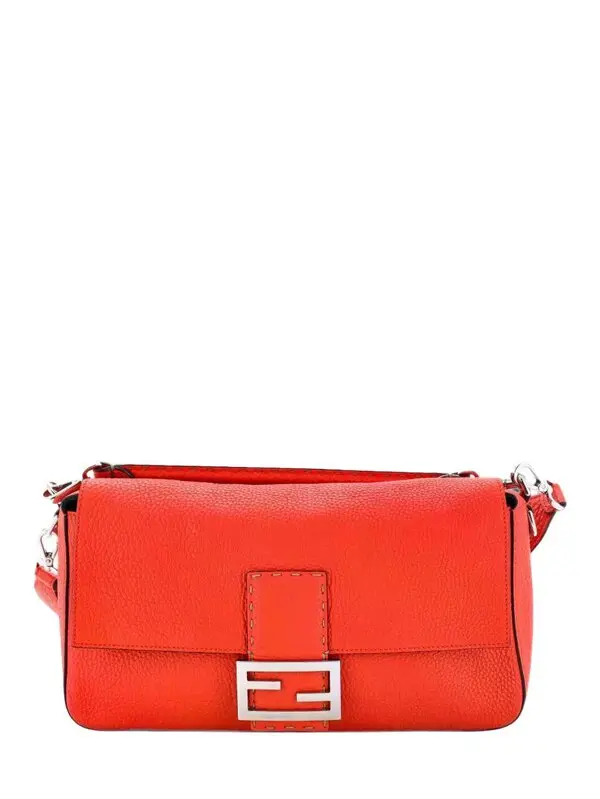 Fendi Selleria Baguette Nm Bag Leather - Red