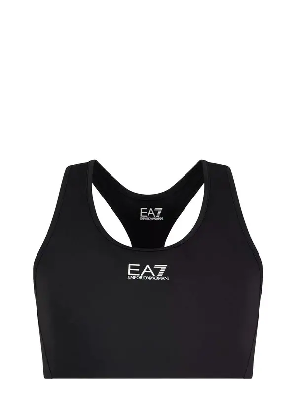 EA7 Logo Print Tank Top - Black