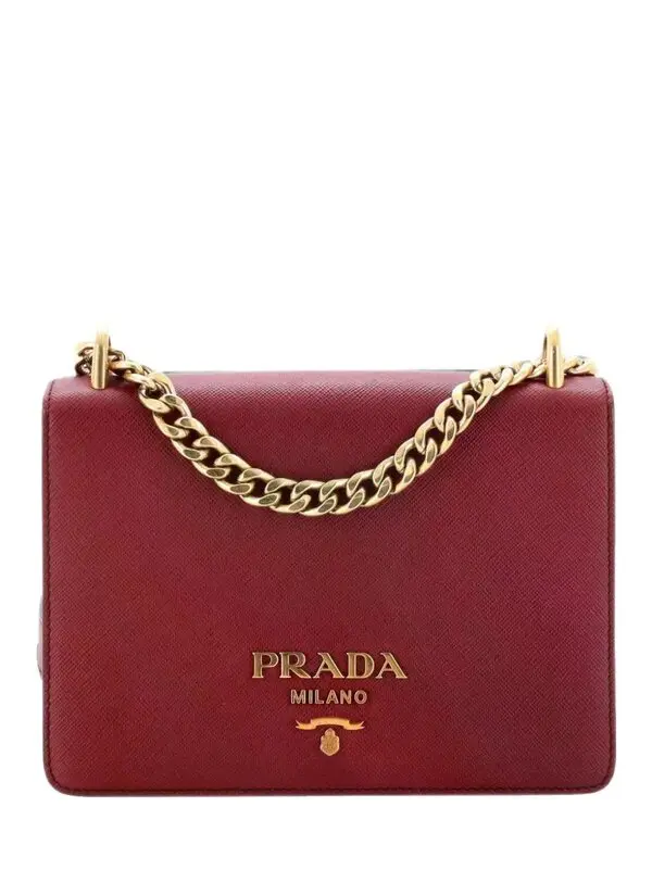 Prada Saffiano Leather Chain Flap Bag - Red