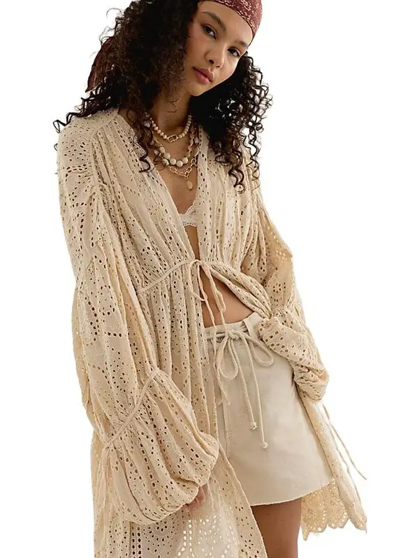 Free People Juliet Cutwork Duster - Ivory