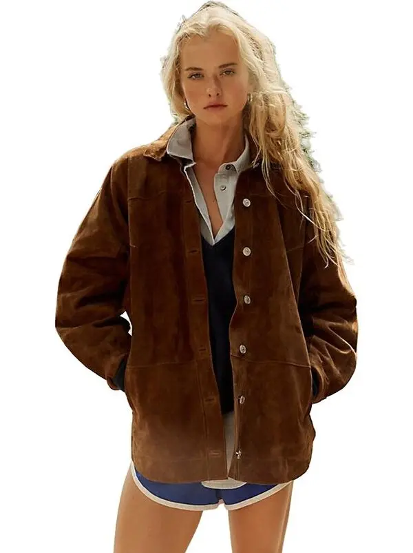 Free People We The Free Suede Jacket - Tan