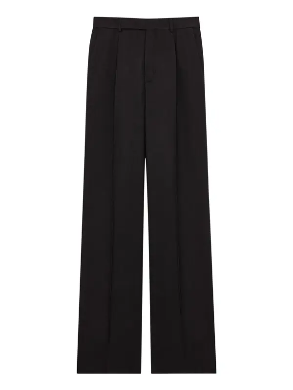 Saint Laurent Fluid Wool Flannel Pants - Noir