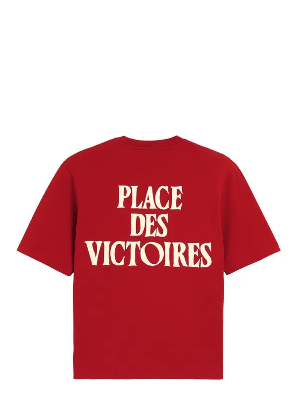AMI Paris Printed Cotton T-shirt - Ruby Red/ivory