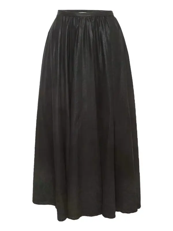 Dior Coated Pleated Midi Skirt - Black