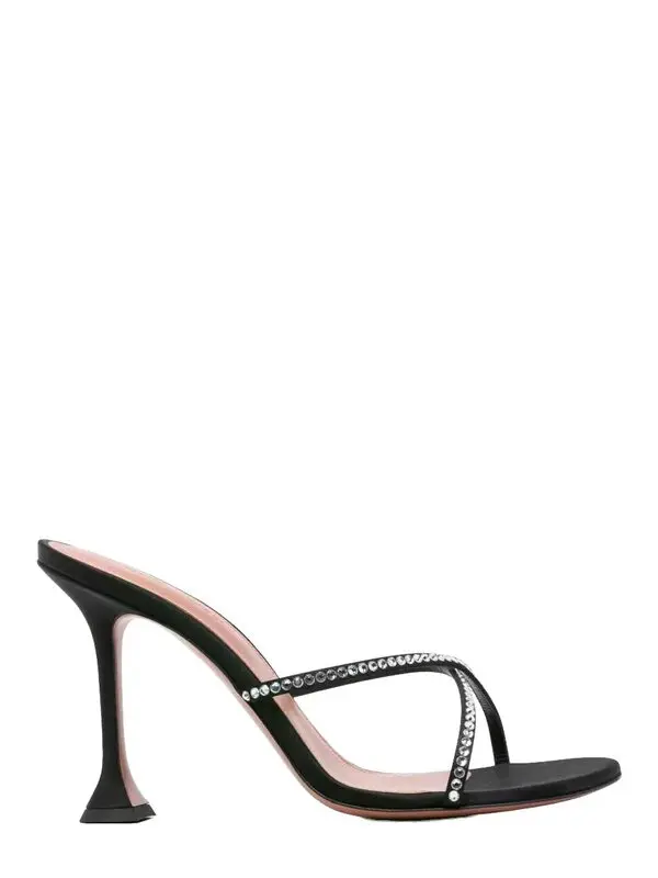 Amina Muaddi Sally Crystal Embellished Heeled Sandals - Black
