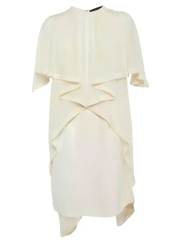 Elie Saab Cream Draped Ruffled Midi Dress - Neutrals
