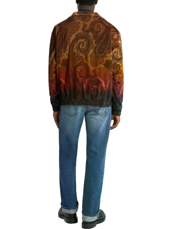 Etro Cotton Corduroy Jacket With Degradé Paisley Print - Brown