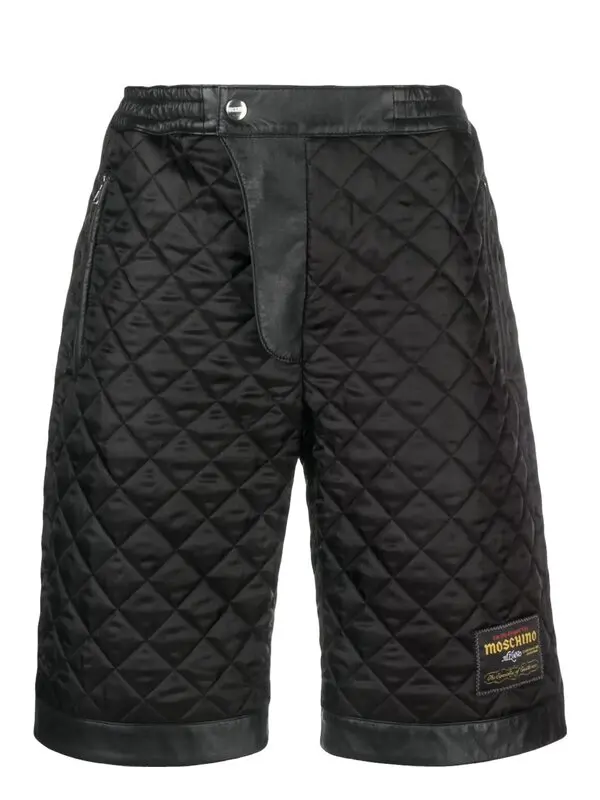 Moschino Patch Diamond-quilted Shorts - Black
