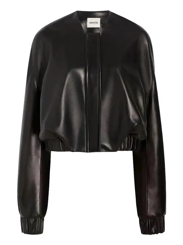 Khaite Nappa Lambskin Bomber Jacket - Black