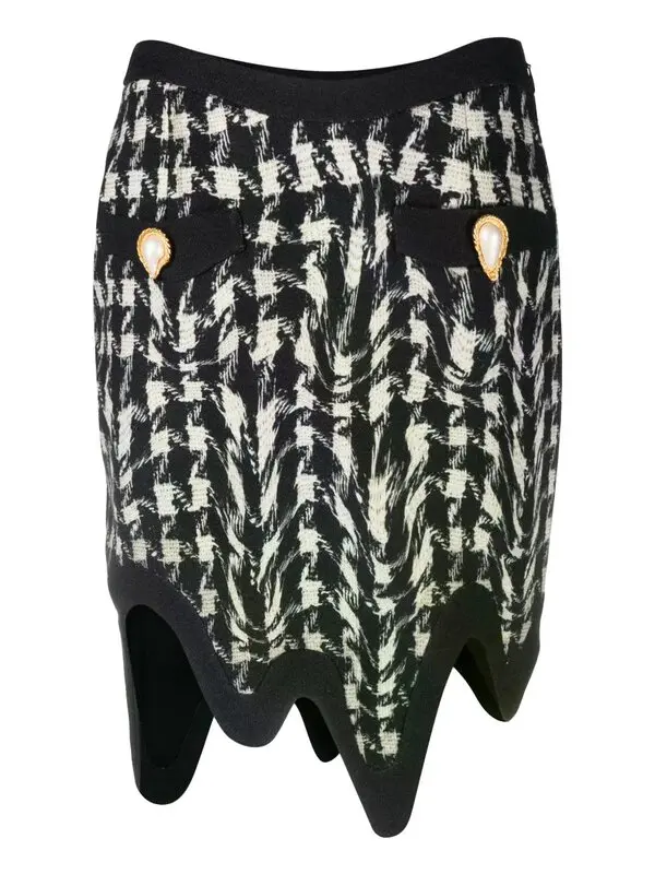 Moschino Asymmetric Wool Miniskirt - Black
