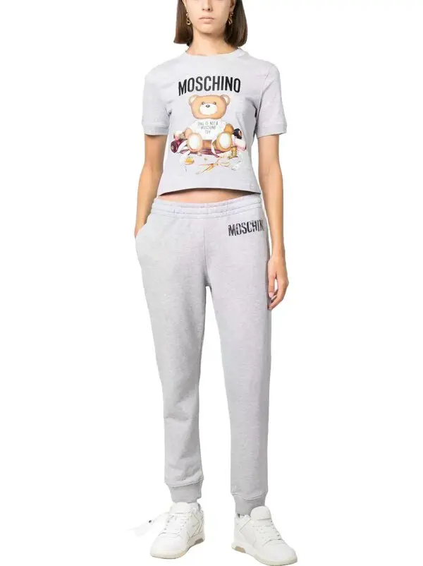 Moschino Print Organic Cotton Track Trousers - Grey