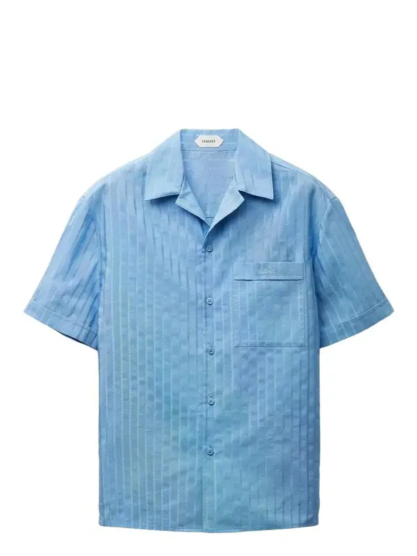 Versace Jacquard Cotton-silk Regular Shirt - Blue