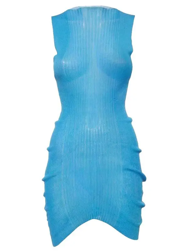 Bottega Veneta Ribbed-knit Sleeveless Dress - Blue