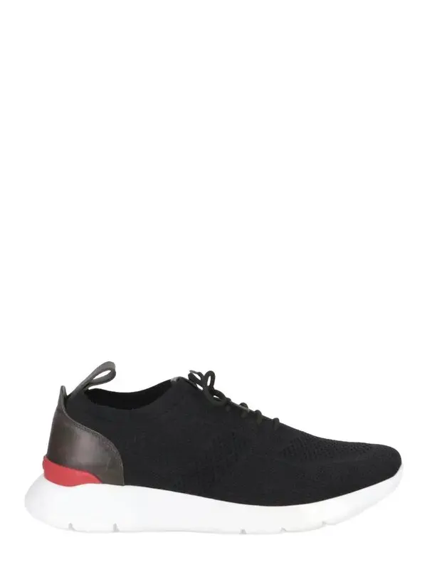 Isaia Leather And Knit Panel Sneakers - Black