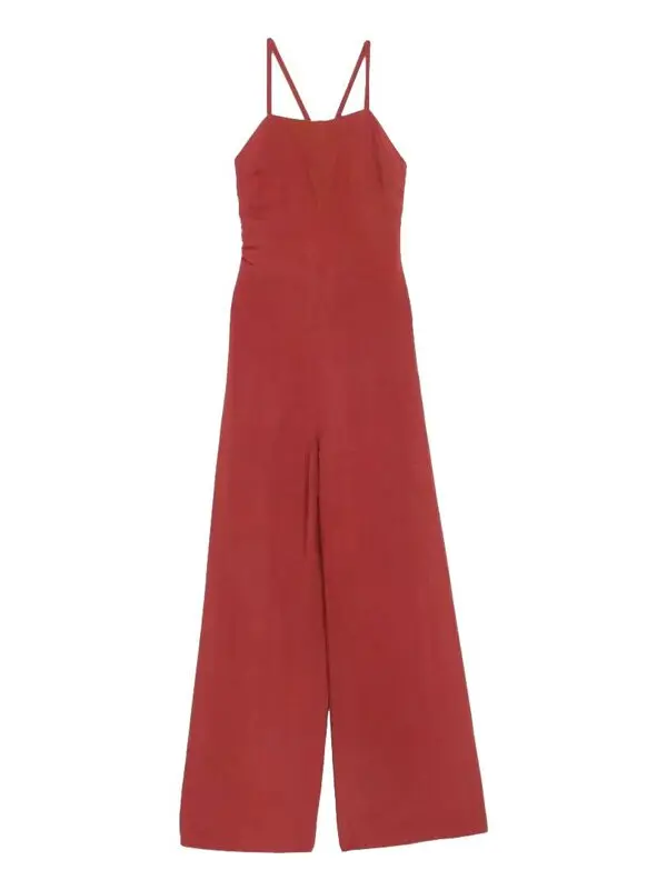 MOUTAKI Wide-leg Jumpsuit With Square Neck And Tie-back Detail - Red