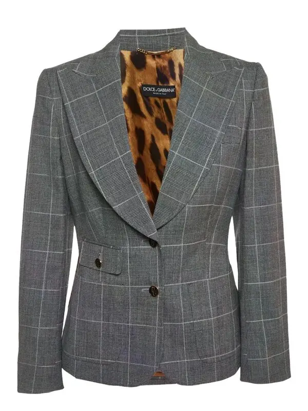 Dolce & Gabbana Plaid Single-breasted Blazer - Grey