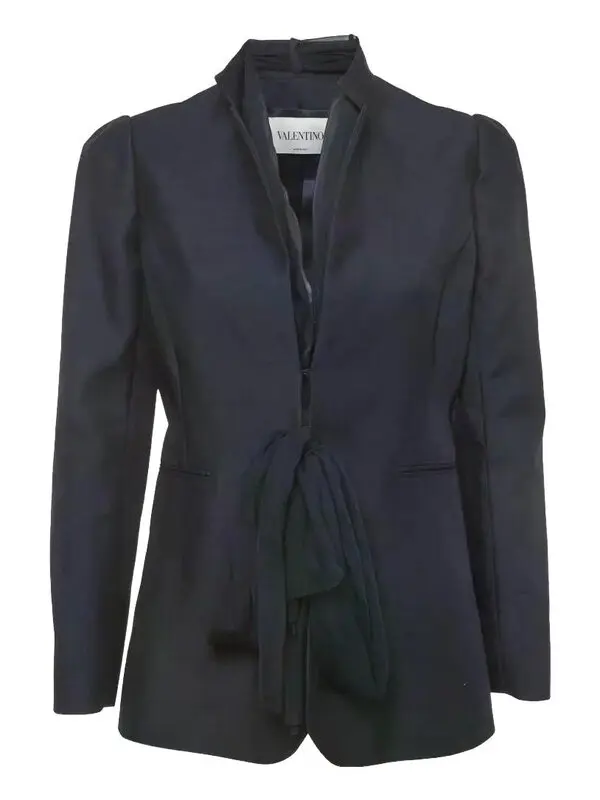 Valentino Garavani Wool And Silk Blend Wrap Jacket - Blue