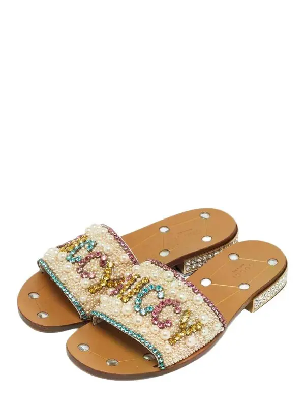 Gucci Embellished Lupe Sandals - Neutrals