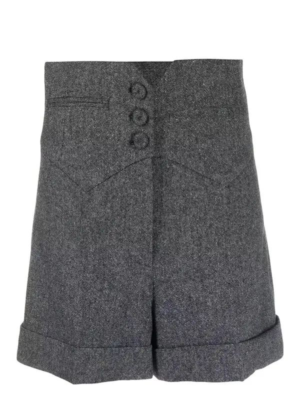 Moschino Slub-texture High-waisted Shorts - Grey