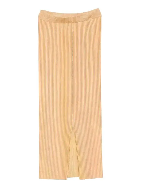 BY MALENE BIRGER Ribbed Maxi Skirt With Front Slit - Brown