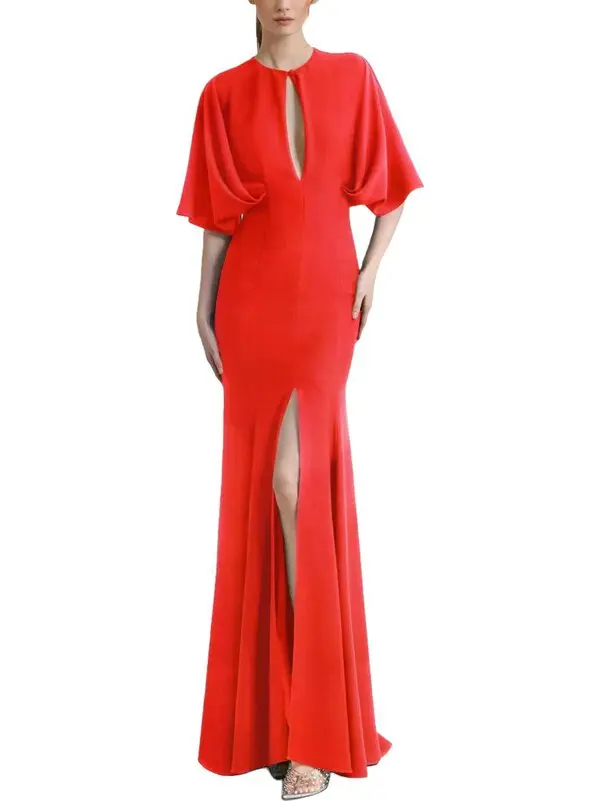 GEMY MAALOUF Cape-sleeve Cutout Detail Dress - Red