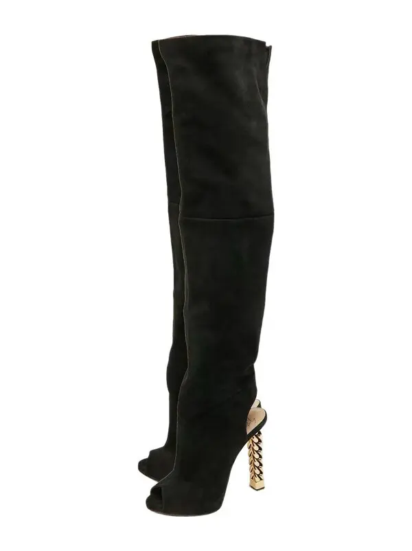 GIUSEPPE ZANOTTI Chain-heel Over-the-knee Boots - Black