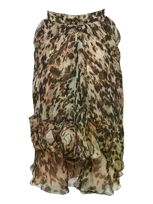 Givenchy Abstract Print Draped Mini Skirt - Brown