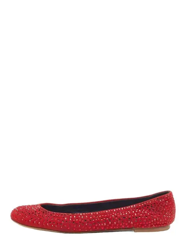 GIUSEPPE ZANOTTI Crystal-embellished Suede Ballet Flats - Red