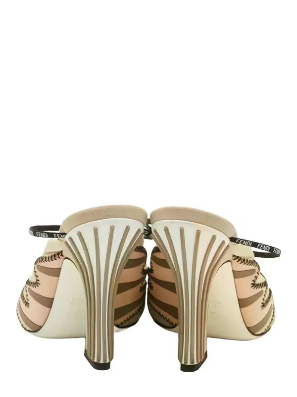 Fendi Mesh Panel Ankle Strap Sandals - Neutrals