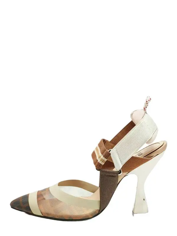 Fendi Colibri Two-tone Slingback Pumps - Brown