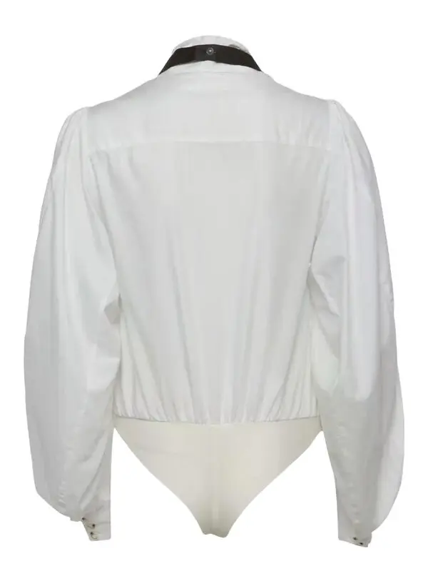 Elisabetta Franchi Puff-sleeve Shirt Bodysuit - White