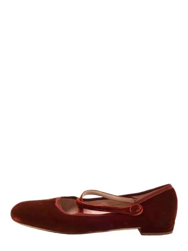Miu Miu Velvet Mary Jane Ballet Flats - Red