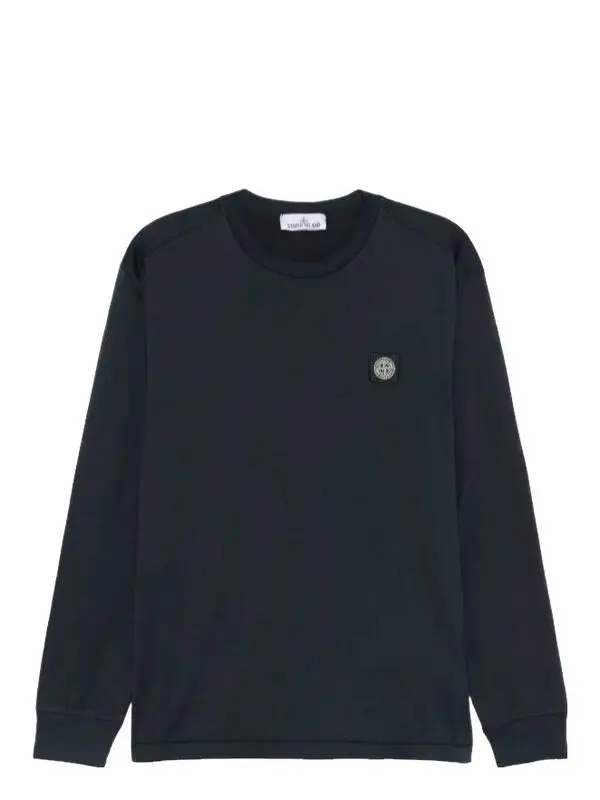 Stone Island Logo Detailed Crewneck T-shirt - Navy