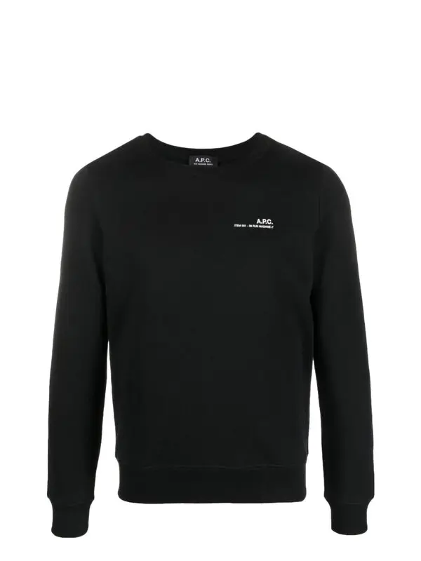 A.p.c. Cotton Crewneck Sweatshirt With Logo Print - Black