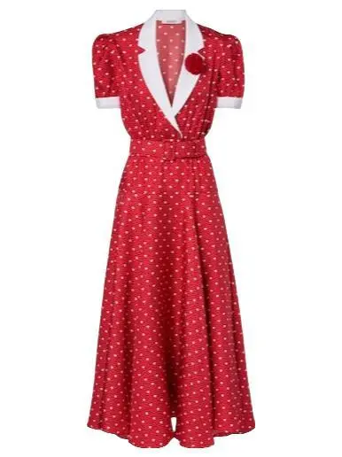 RODARTE Printed Silk Twill Midi Dress - Red