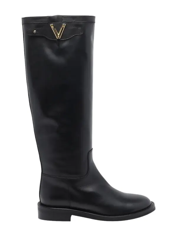VIA ROMA 15 Knee High Leather Boots - Black