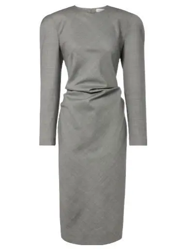 Magda Butrym Wool Midi Dress With Tie Detail - Gray