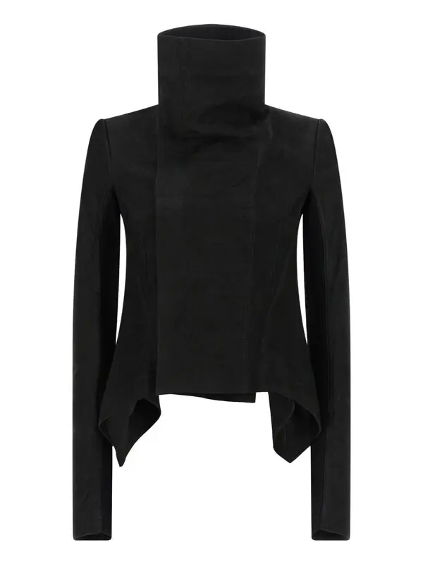 Rick Owens Long Sleeve Jacket With Stand-up Collar And Asymmetrical Hem - No