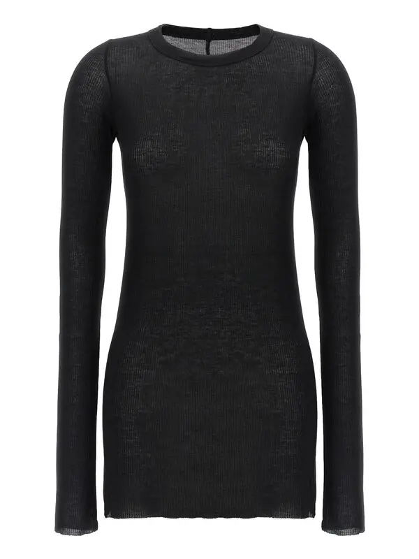 Rick Owens Ribbed Long Sleeve Top - Black