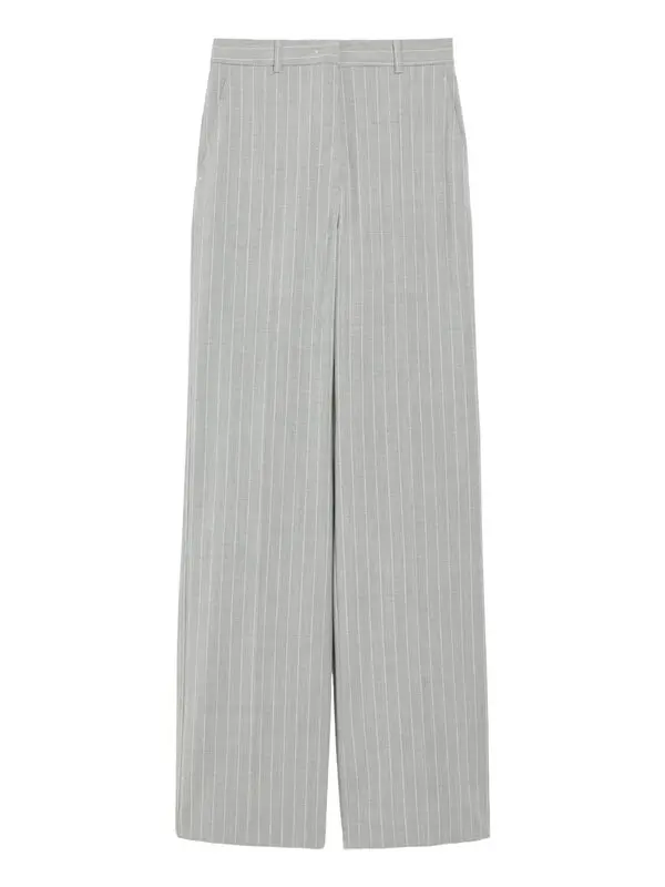 Max Mara Pinstripe Wool Trousers - Medium Gray