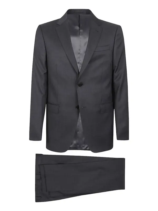 Zegna Suit With Zipper And Button Closure - Black
