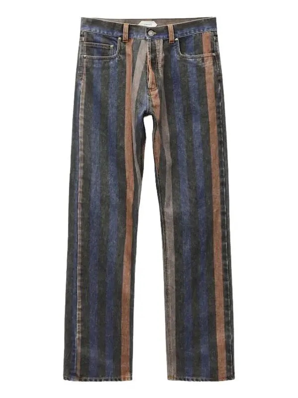 Versace Striped Straight Leg Jeans - Multicolor