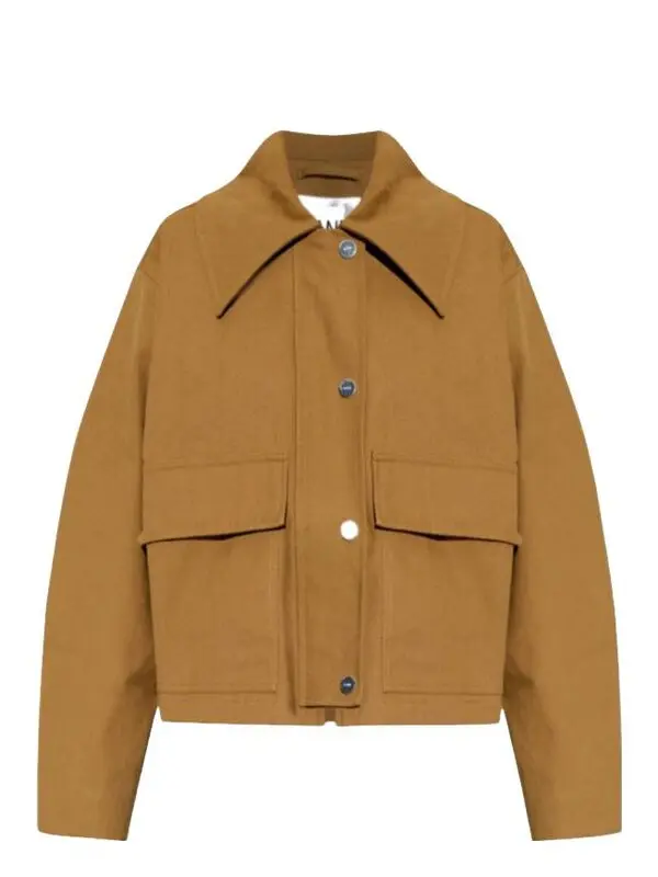 GANNI Canvas Jacket With Long Sleeves - Brown